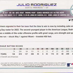 2022 Topps Update #US44 JULIO RODRIGUEZ RC Rookie Seattle Mariners Baseball