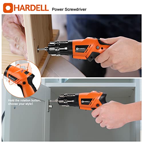 HARDELL Electric Screwdriver Cordless, 3.6V Rechargeable Power Screwdriver With Rear Flashlight, 6 In 1 Electric Screwdriver Set For Assembly Furniture, 1.5Ah Li-Ion Battery Screwdriver, 3.5 N.m