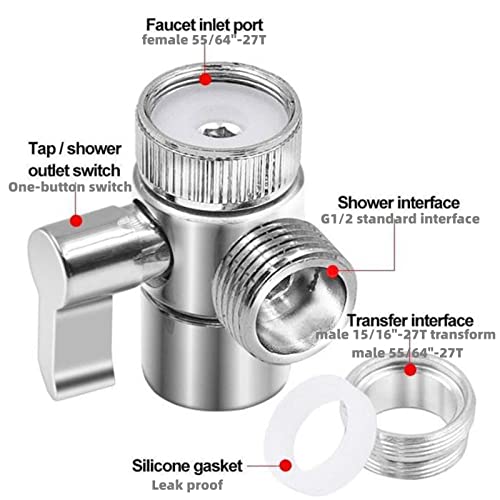 Faucet Diverter Valve with Faucet Aerator Sink Faucet to Garden Hose Shunt Faucet Adapter for Bathroom/Kitchen Sink Faucets Connected to Portable Washing Machines/Dishwashers (G1/2 "& 3/4 ")