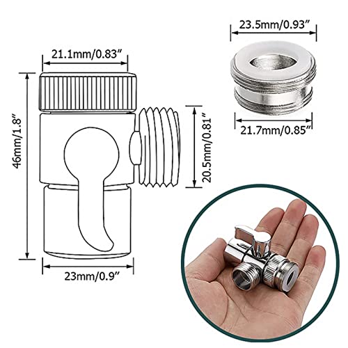 Faucet Diverter Valve with Faucet Aerator Sink Faucet to Garden Hose Shunt Faucet Adapter for Bathroom/Kitchen Sink Faucets Connected to Portable Washing Machines/Dishwashers (G1/2 "& 3/4 ")