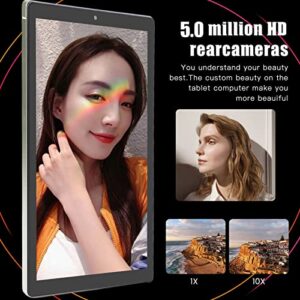 Camera Office Tablet 10.1 Inch, Green Tablet IPS Display 6GB RAM 128GB ROM, Calling Tablet Octa Core CPU 13MP for Reading Game 100‑240V