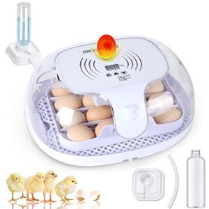 16 eggs incubators for hatching eggs with temperature control, egg candle automatic egg turner poultry incubators for hatching chickens, ducks, quails