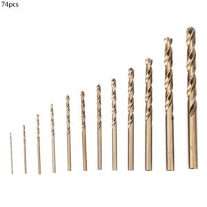 M35 Cobalt Drill Bit Set, 1.0-8.0mm 74pcs HSS-CO Twist Drill Bits High Speed Steel Metal Drill Bits for Hardened Metal, Cast Iron, Stainless Steel, Plastic and Wood