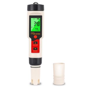 digital salinity and ph tester for saltwater pool, hoicated 5 in 1 ph salt tds ec temp meter for swimming pool water, accurate salt tester for saltwater aquariums, ppm and ec meter for hydroponics