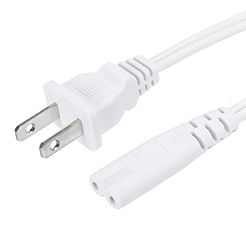 PATIKIL 2 Prong AC Power Cord 5ft (1.5 Meters) 18 AWG 2Slot to C8 Female Cable Replacement for Laptop Electronics TV Computer Printer Radio Monitor White Pack of 3