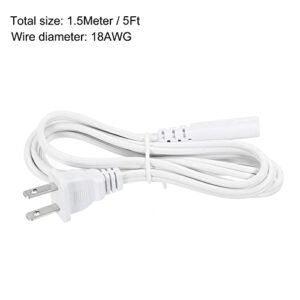 PATIKIL 2 Prong AC Power Cord 5ft (1.5 Meters) 18 AWG 2Slot to C8 Female Cable Replacement for Laptop Electronics TV Computer Printer Radio Monitor White Pack of 3