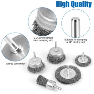 Wire Brush for Drill, Wire Wheel Brush Cup Set, Wire Wheel for Drill 0.012 Carbon Steel Wire, Drill Wire Brush for Drill 1/4 Inch Arbor for Cleaning Rust, Stripping and Drill Attachment