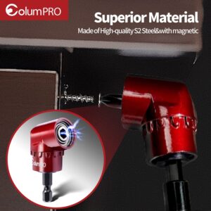 ColumPRO 1/4 Inch 105 Degree Right Angle Driver Adapter Hex Shank Power Screwdriver,Quick Change Drive and Magnetic Bit Socket Right Angle Drill Attachment Adapter