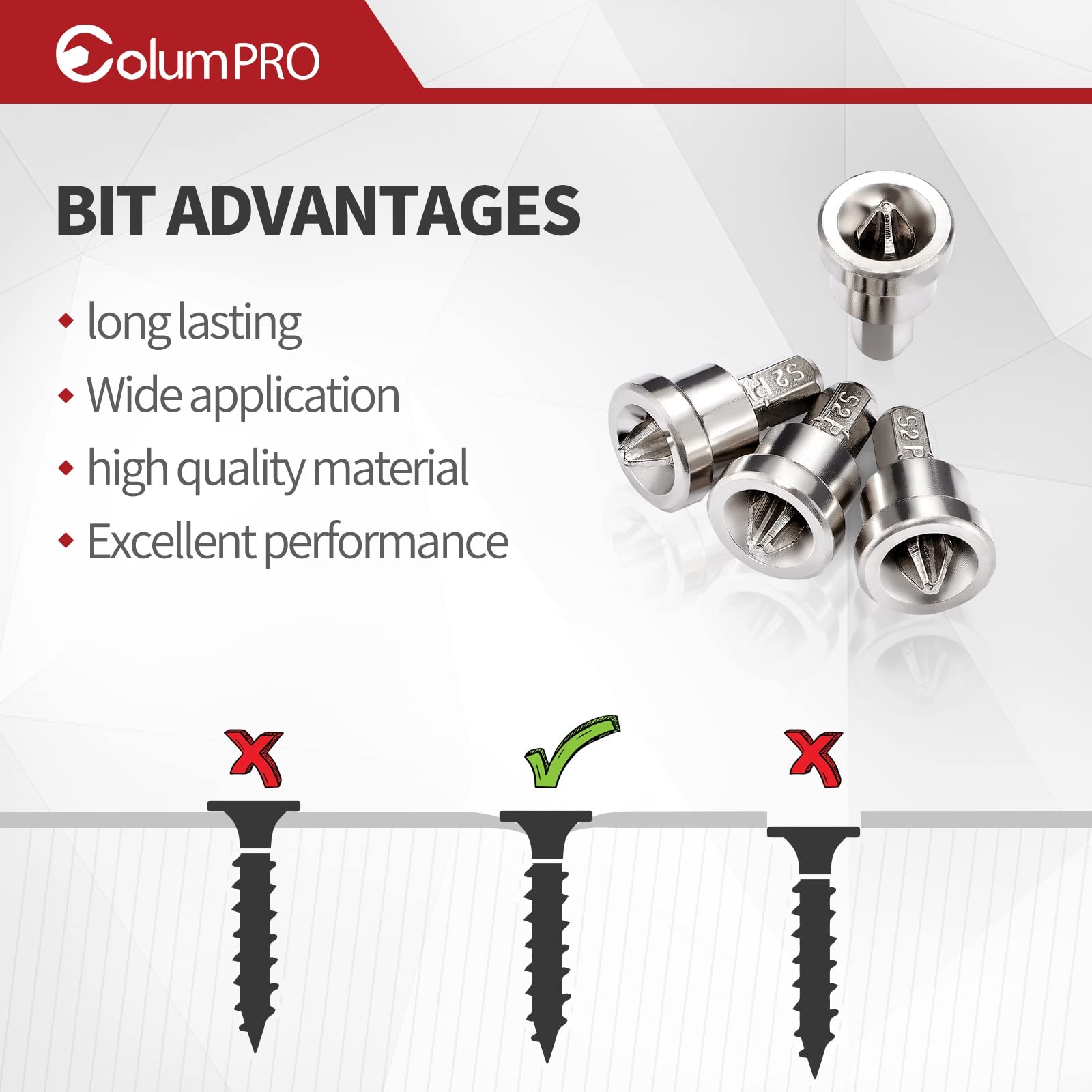 ColumPRO 12PCS Magnetic Positioning Drywall Screw Bits Setter PH2 Bits,Plasterboard Screw Hex Shank Positioning Bit Batch Head,10PCS 50mm Drywall Screw Bits,2PCS Magnetic Extension Bit Holder