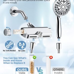 MakeFit Filtered Shower Head with Handheld Combo - Dual 2-in-1 Spa System with Massage Shower Head and 10 Modes Hand Held High Pressure Buit in Power Wash Mode (Chrome)