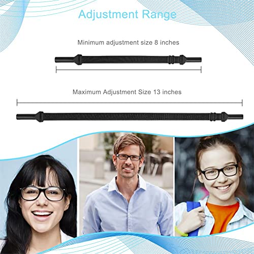 Egmen Glasses Strap Sports, 3 Pcs Eyeglasses Straps for Sunglasses, Adjustable Anti Slip Glasses Holder Bands for Kids, Men and Women, Black No Tail Eyewear Retainer(8-13 Inch)