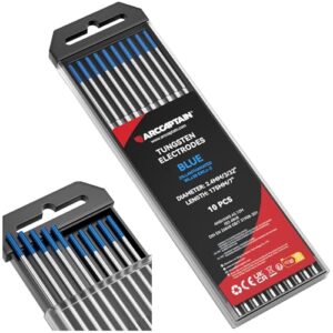 arccaptain tig tungsten, tig welding tungsten electrode blue 2% lanthanated 10-pack 3/32" x 7" (wl20/ewla-2)