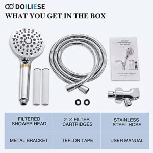 DOILIESE 6 Settings Filtered Shower Head with Handheld Shower Head Filter for Hard Water High Pressure