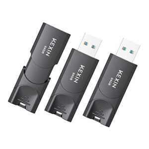 kexin flash drive 64gb usb 3.0 flash drive thumb drive 64 gb usb drive bulk jump drive 64g memory stick jump drive with led light for data storage black 3 pack