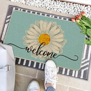 Artoid Mode Blue Daisy Welcome Decorative Doormat, Seasonal Low-Profile Rug Switch Mat for Indoor Outdoor 17x29 Inch