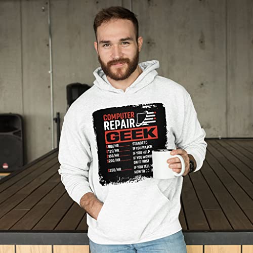 Computer Repair Geek Hooded Sweatshirt - Technician Hoodie - Funny Hoodie - Navy, XL