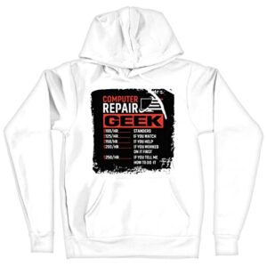 Computer Repair Geek Hooded Sweatshirt - Technician Hoodie - Funny Hoodie - Navy, XL