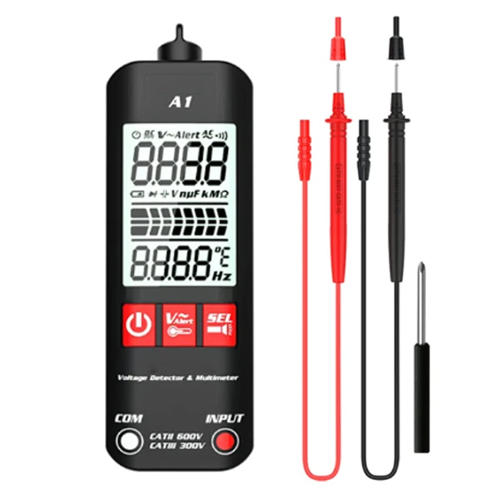 A1 Fully Automatic Anti-Burn Intelligent Digital Multimeter, Zero and Fire Wires Tester Non-Contact Voltage Tester, Fast Accurately Measures Voltage, Current, Conductor On/Off, Buzzer Alarm (1 Pack)