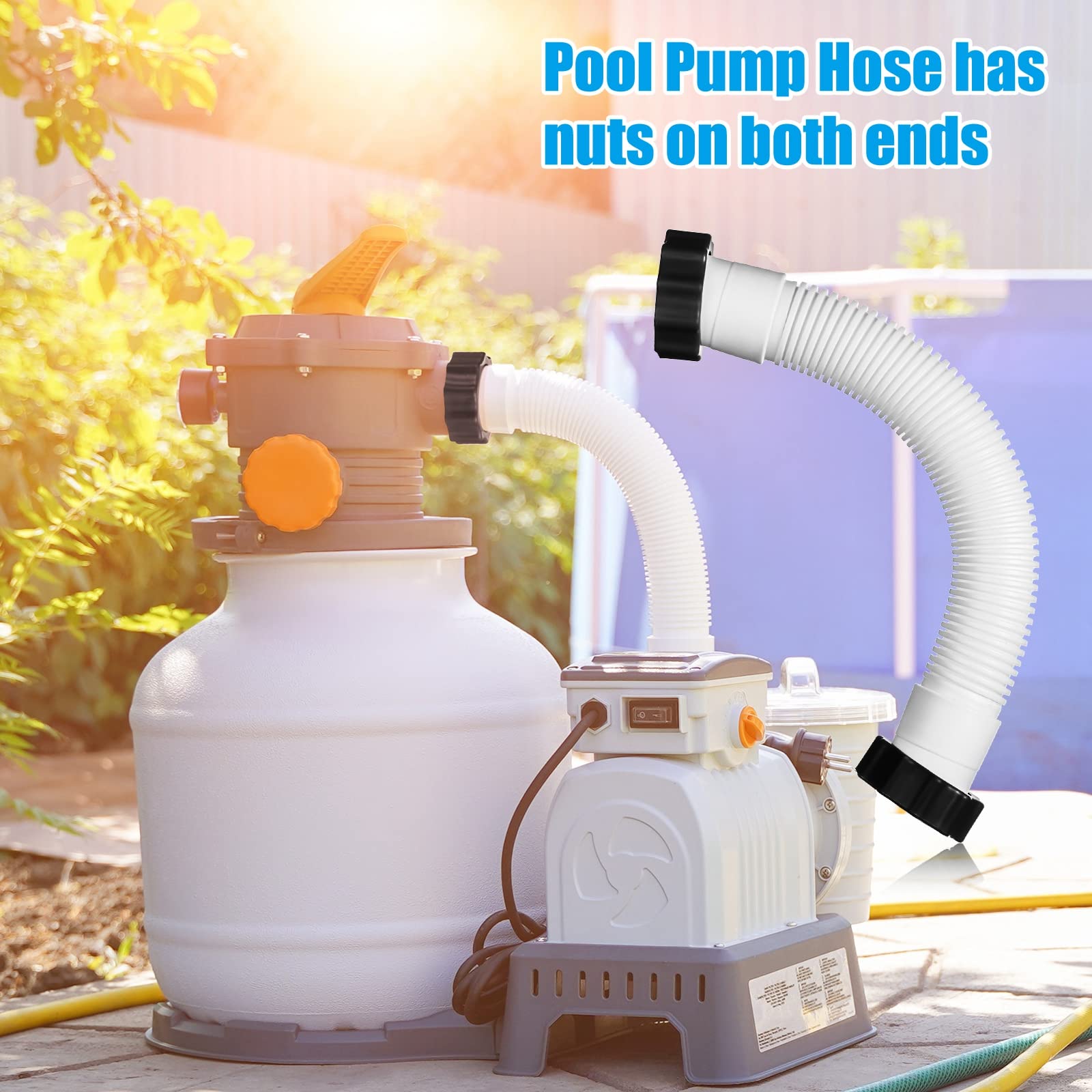 eBoot 16 Inch Pool Pump Interconnecting Hose for Above Ground Pools Sand Filter Pumps Hose Compatible with Intex Filter Pump Pool Replacement Part (White)