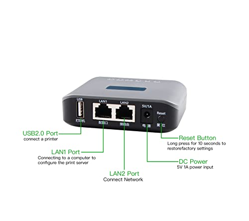 Quxas Print Server Ethernet to USB2.0 Network 1-Port LAN Print Server (LP-N110)