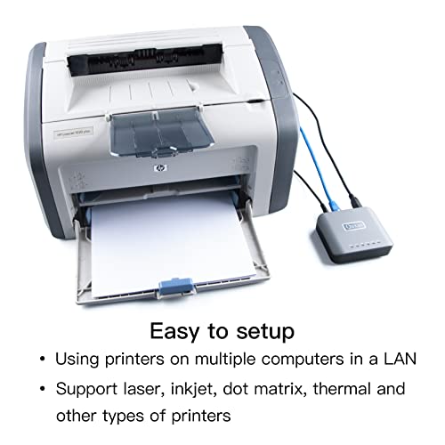 Quxas Print Server Ethernet to USB2.0 Network 1-Port LAN Print Server (LP-N110)