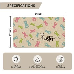 Artoid Mode Bunny Rabbit Easter Welcome Decoration Doormat, Seasonal Spring Low-Profile Rug Switch Mat for Indoor Outdoor 17x29 Inch