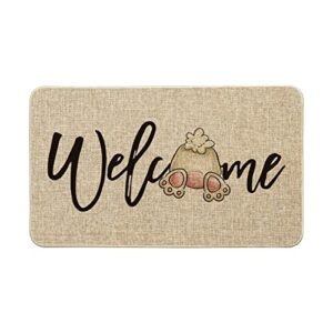 artoid mode cute rabbit bunny welcome easter doormat, spring summer home decor low-profile switch rug door mat floor mat for indoor outdoor 17x29 inch