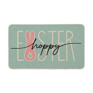 artoid mode cute bunny rabbit happy easter welcome decorative doormat, seasonal spring low-profile rug switch mat for indoor outdoor 17x29 inch