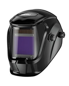 andeli true color solar power auto darkening welding helmet 3.94"x3.2" large viewing screen, 4 arc sensor wide shade 4~5/9-9/13 for tig mig arc weld grinding welder mask