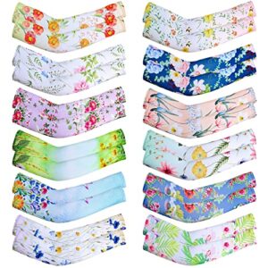 12 pairs gardening arm sleeves for women farm summer sun protection cooling sleeves flower sleeves farmers sleeves arm covers for men work running sports cycling hiking