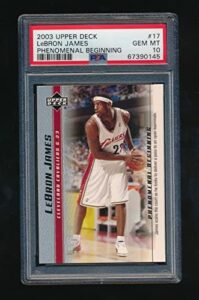 psa 10 lebron james 2003-04 upper deck phenomenal beginning #11 rc *lakers*