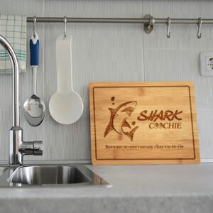 Shark Charcuterie Board/Personalized Shark Cutting Board/Bamboo Chopping Board/Meats and Cheeses Serving Boards,Because No One Can Say Charcuterie Board,Nice Gift for Mom (Board D, 11''×8.5'')