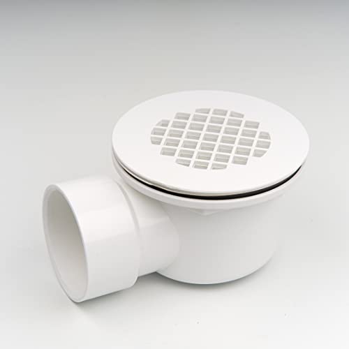 MUCOL Low Profile Shower Base Drain with Perforated Strainer, 2 '' Side Outlet Shower Drain, PVC Drain for Low Profile Shower Drain Trap and Side Outlet Drain Assembly.