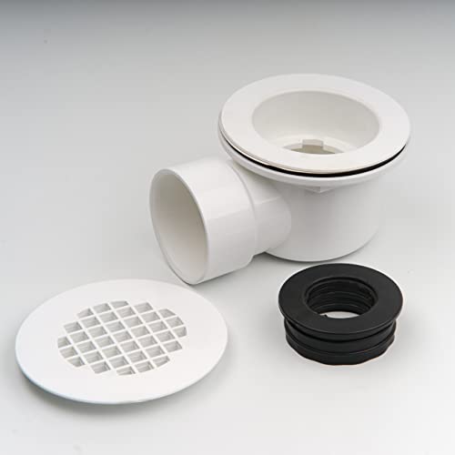 MUCOL Low Profile Shower Base Drain with Perforated Strainer, 2 '' Side Outlet Shower Drain, PVC Drain for Low Profile Shower Drain Trap and Side Outlet Drain Assembly.