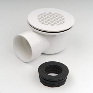 MUCOL Low Profile Shower Base Drain with Perforated Strainer, 2 '' Side Outlet Shower Drain, PVC Drain for Low Profile Shower Drain Trap and Side Outlet Drain Assembly.