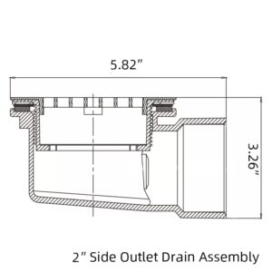 MUCOL Low Profile Shower Base Drain with Perforated Strainer, 2 '' Side Outlet Shower Drain, PVC Drain for Low Profile Shower Drain Trap and Side Outlet Drain Assembly.