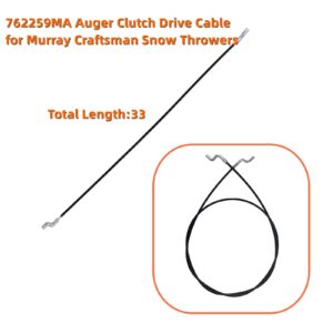 ZLIANGQ 762259MA Auger Clutch Drive Cable for Murray Craftsman Snow Throwers 1501124MA 762259