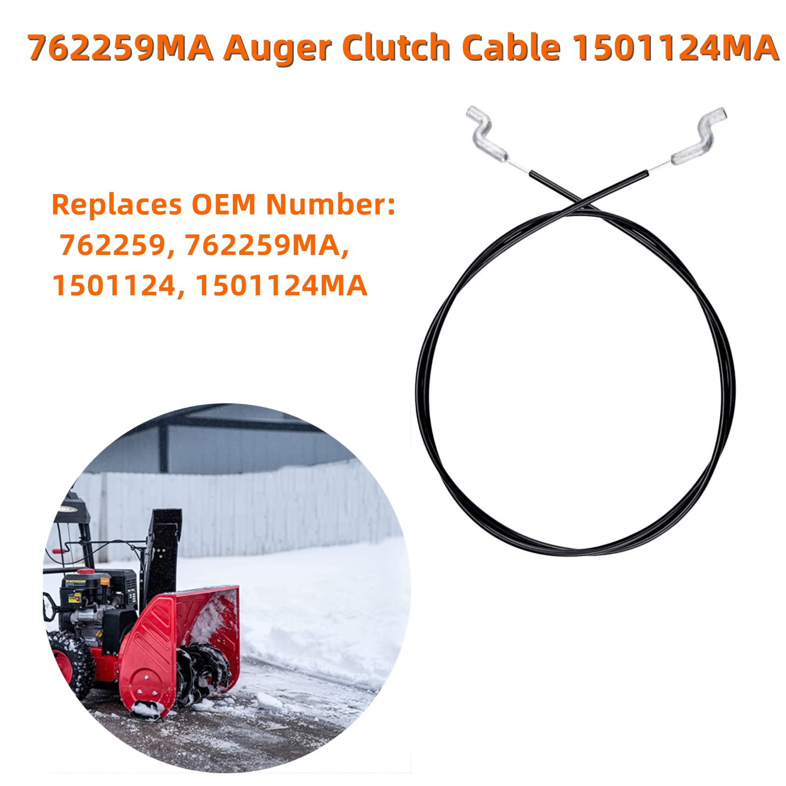 ZLIANGQ 762259MA Auger Clutch Drive Cable for Murray Craftsman Snow Throwers 1501124MA 762259