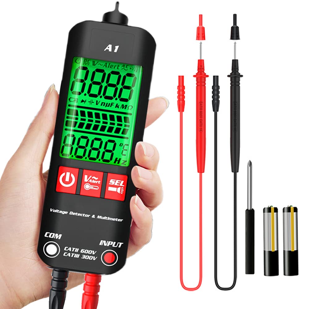 A1 Fully Automatic Anti-Burn Intelligent Digital Multimeter, Auto Senses The Zero and Fire Wires Tester Non-Contact Voltage Tester, Accurately Measures Voltage, Current, Conductor On/Off, Resistance