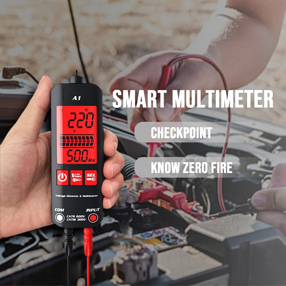 A1 Fully Automatic Anti-Burn Intelligent Digital Multimeter, Auto Senses The Zero and Fire Wires Tester Non-Contact Voltage Tester, Accurately Measures Voltage, Current, Conductor On/Off, Resistance