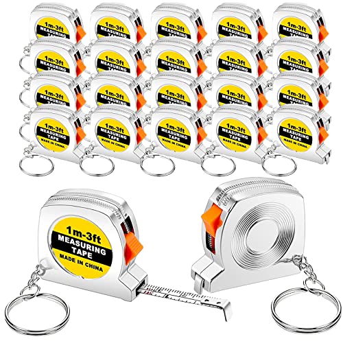 Merkaunis 50 Pcs Keychain Tape Measure, Functional Pocket Tape Measure, Small Tape Measure Retractable for Daily Use, Cloth Measuring, Body Measurement and Construction Party Favors, 3ft