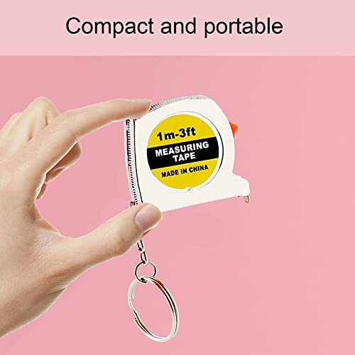 Merkaunis 50 Pcs Keychain Tape Measure, Functional Pocket Tape Measure, Small Tape Measure Retractable for Daily Use, Cloth Measuring, Body Measurement and Construction Party Favors, 3ft