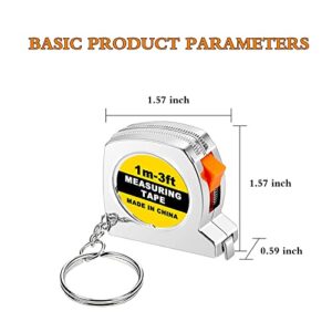 Merkaunis 50 Pcs Keychain Tape Measure, Functional Pocket Tape Measure, Small Tape Measure Retractable for Daily Use, Cloth Measuring, Body Measurement and Construction Party Favors, 3ft