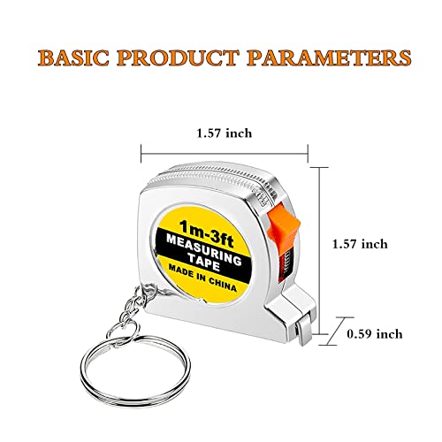 Merkaunis 50 Pcs Keychain Tape Measure, Functional Pocket Tape Measure, Small Tape Measure Retractable for Daily Use, Cloth Measuring, Body Measurement and Construction Party Favors, 3ft