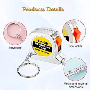 Merkaunis 50 Pcs Keychain Tape Measure, Functional Pocket Tape Measure, Small Tape Measure Retractable for Daily Use, Cloth Measuring, Body Measurement and Construction Party Favors, 3ft