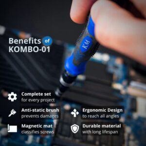 Kooling Monster KOMBO-01, 117 in 1 Precision Screwdriver Set, Professional Magnetic Repair Tool Kit with Screw Mat & Anti-Static Brush for All Electronics (Computer, Laptop, PS4, XBOX, iPhone, iPad)