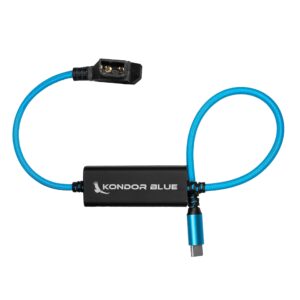 KONDOR Blue 16" D-Tap/P-Tap to USB-C PD 2-Way V-Mount Charger Braided Power Delivery Cable for Mirrorless Cameras, Phones, Laptops & More