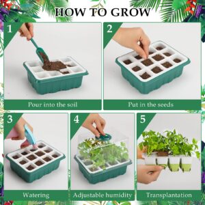 Seed Starter Tray, 24 Cells Indoor Seed Starter Kit, Flexible Silicone Designed Seedling Starter Trays, Germination Tray with Humidity Dome & Lids(4in Height), Reusable & Dishwasher Safe, BPA-Free