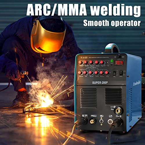 EXCELLENTEC AC DC TIG Welder/MMA/ARC/Stick/CUT Aluminum Tig Welder,200 Amp 4-in-1 Multi-functional Plasma Cutter TIG Welding Machine with Foot Pedal,Pulse Welder