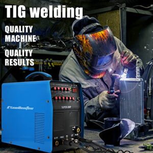 EXCELLENTEC AC DC TIG Welder/MMA/ARC/Stick/CUT Aluminum Tig Welder,200 Amp 4-in-1 Multi-functional Plasma Cutter TIG Welding Machine with Foot Pedal,Pulse Welder